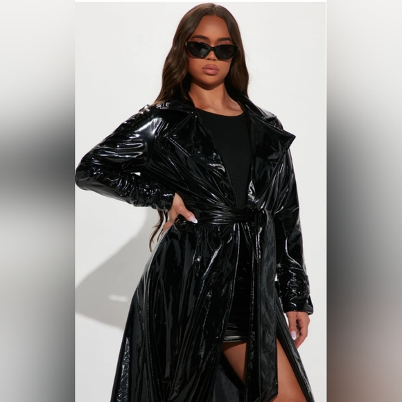 Fashion Nova | Jackets & Coats | Fashion Nova Black Patent Trench Coat | Poshmark